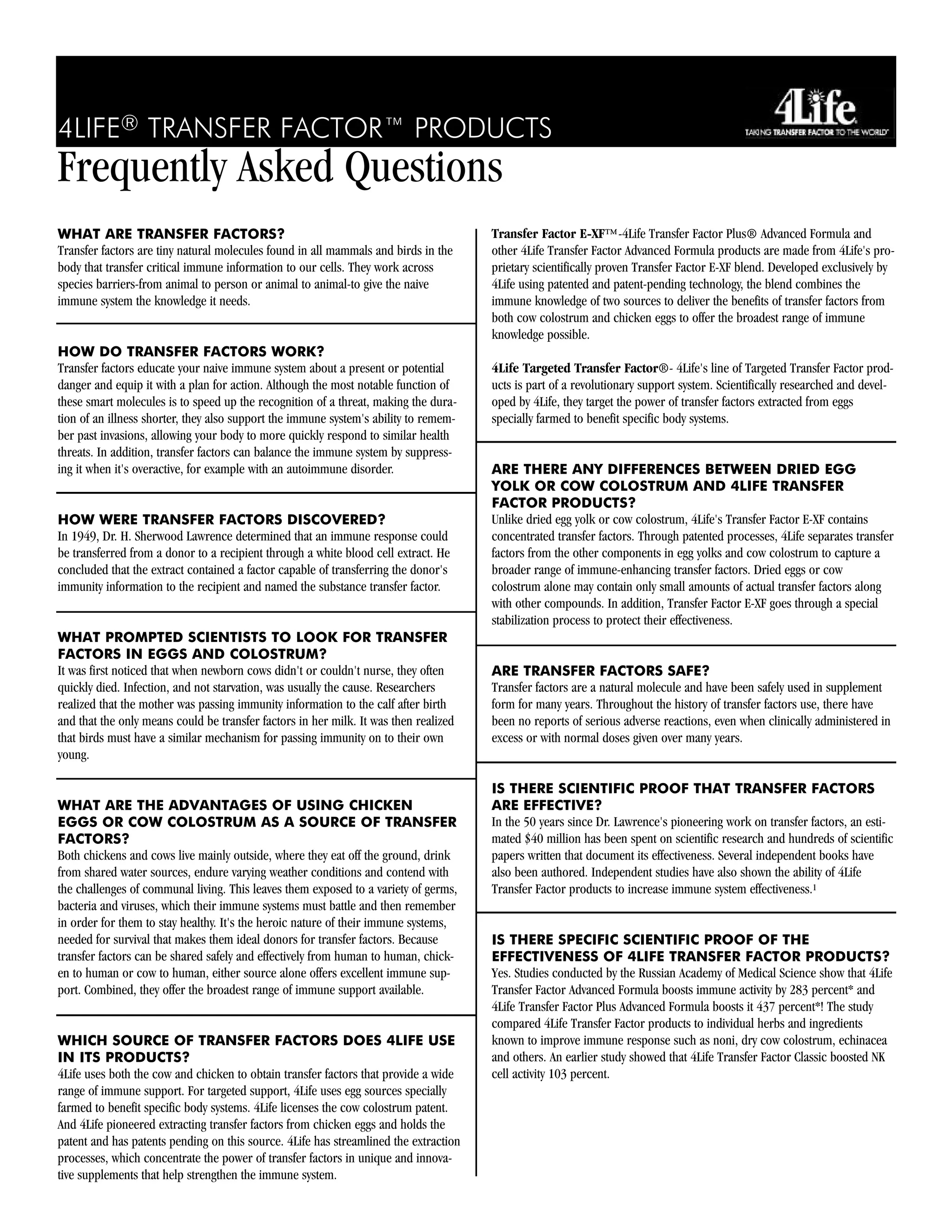 Transfer Factor Q&A | PDF