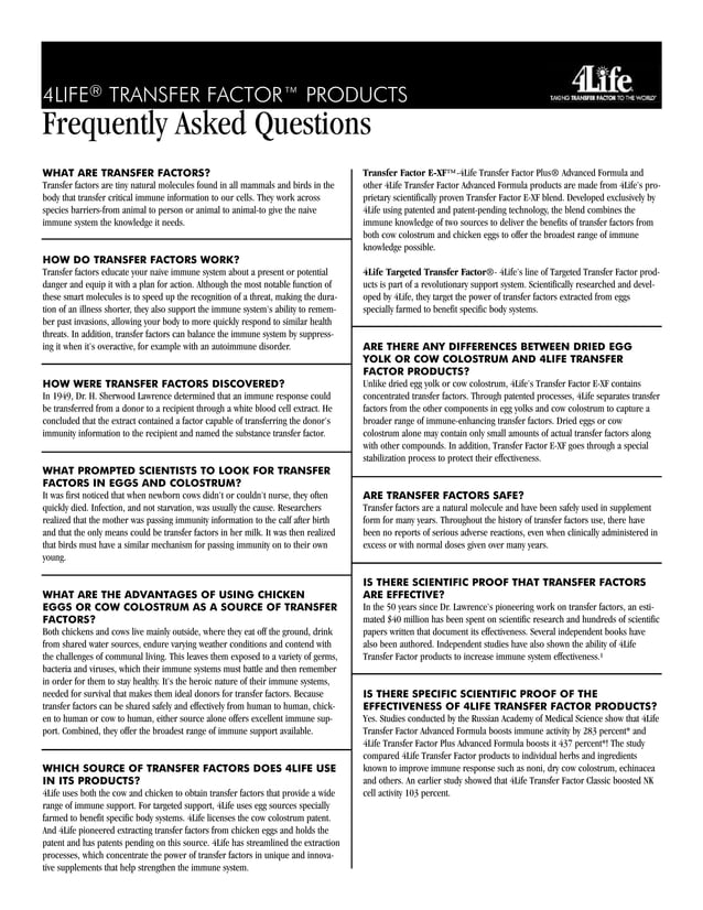 Transfer Factor Q&A | PDF