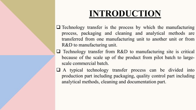 Transfer from R & D to production.pptx | Pharmaceutical Industry ...