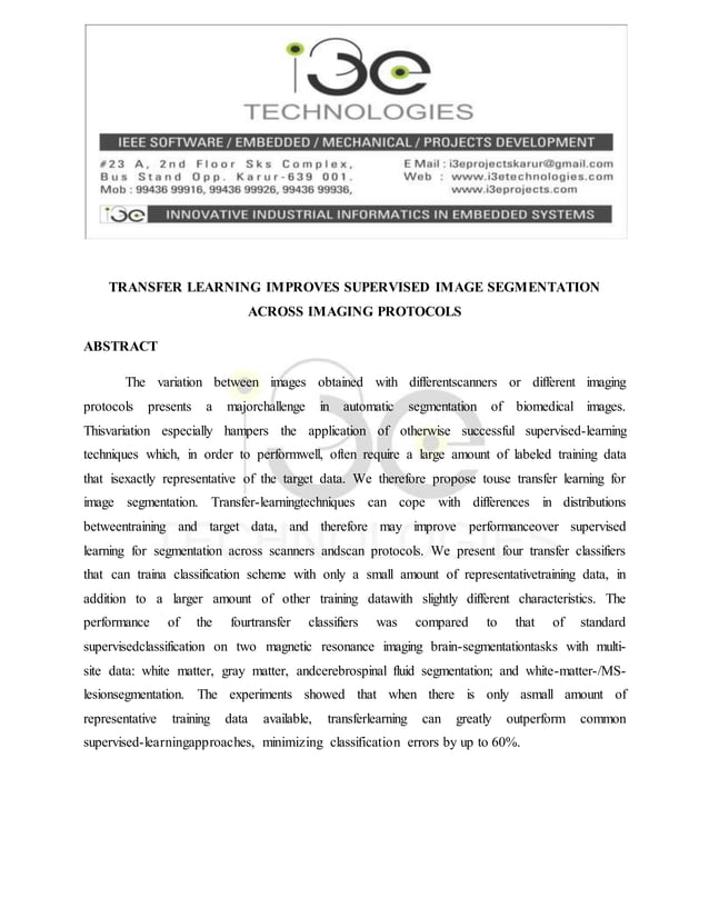 Transfer learning improves supervised image segmentation across imaging ...