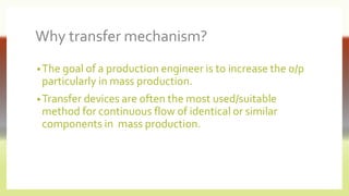Transfer mechanisms in automation by sharath c m | PPTX