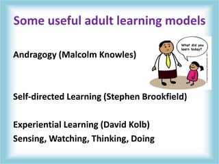 Transfer of adult learning theories into practice | PPTX