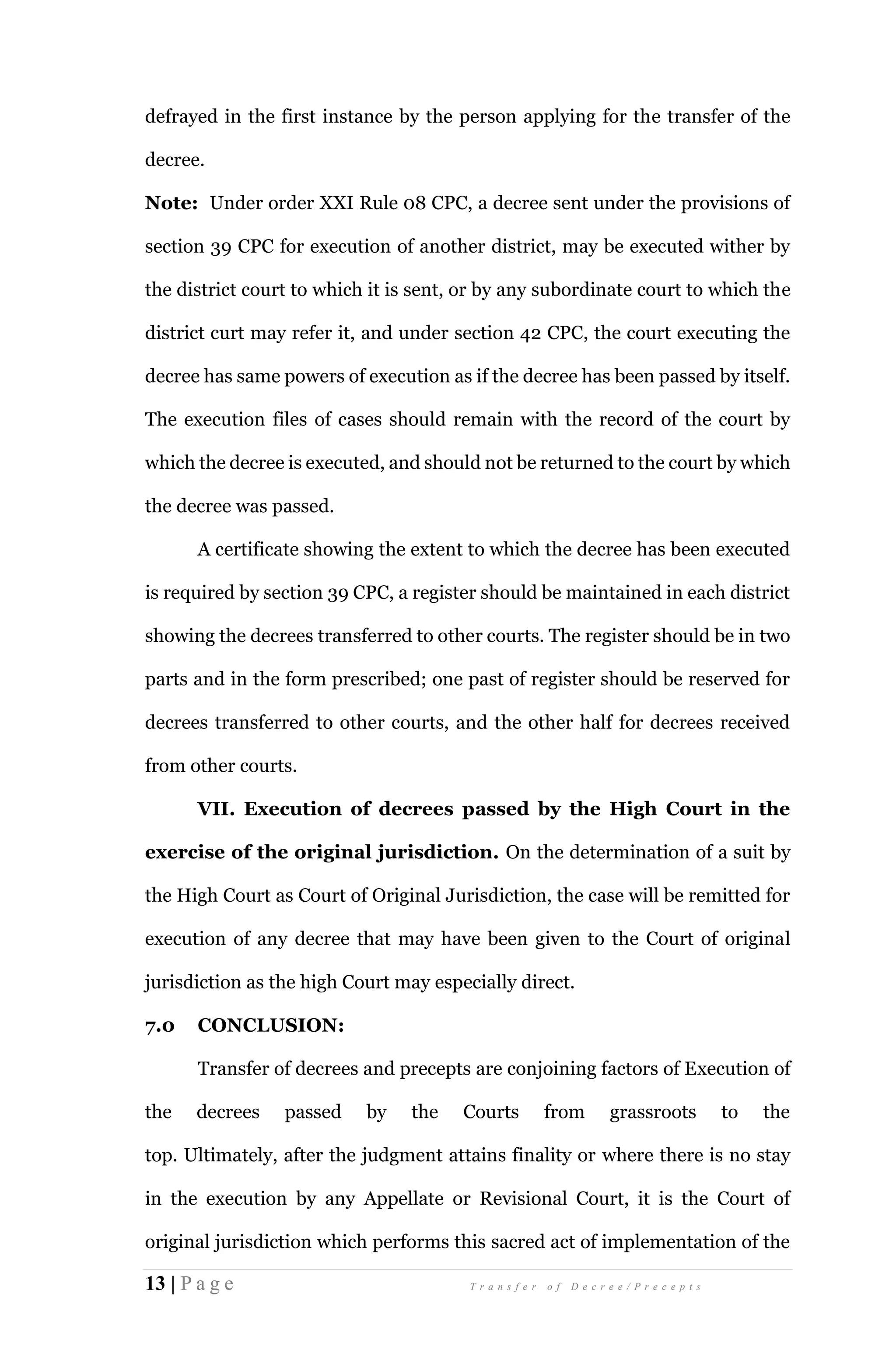 Transfer of decree and precepts | PDF