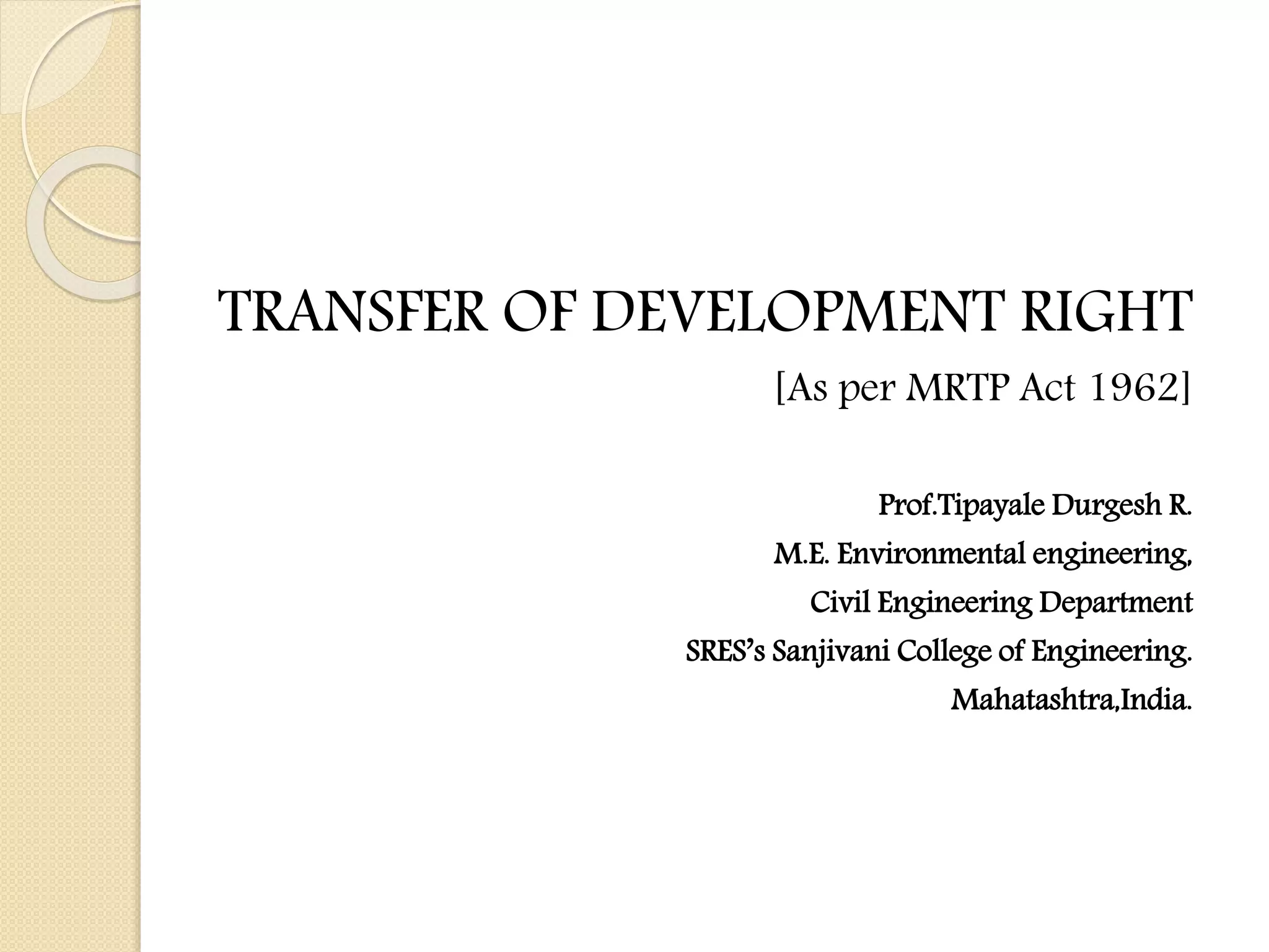 Transfer of development right | PPTX