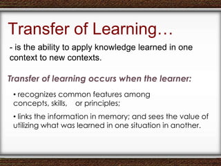 TRANSFER OF LEARNING by Lorraine Anoran | PPTX