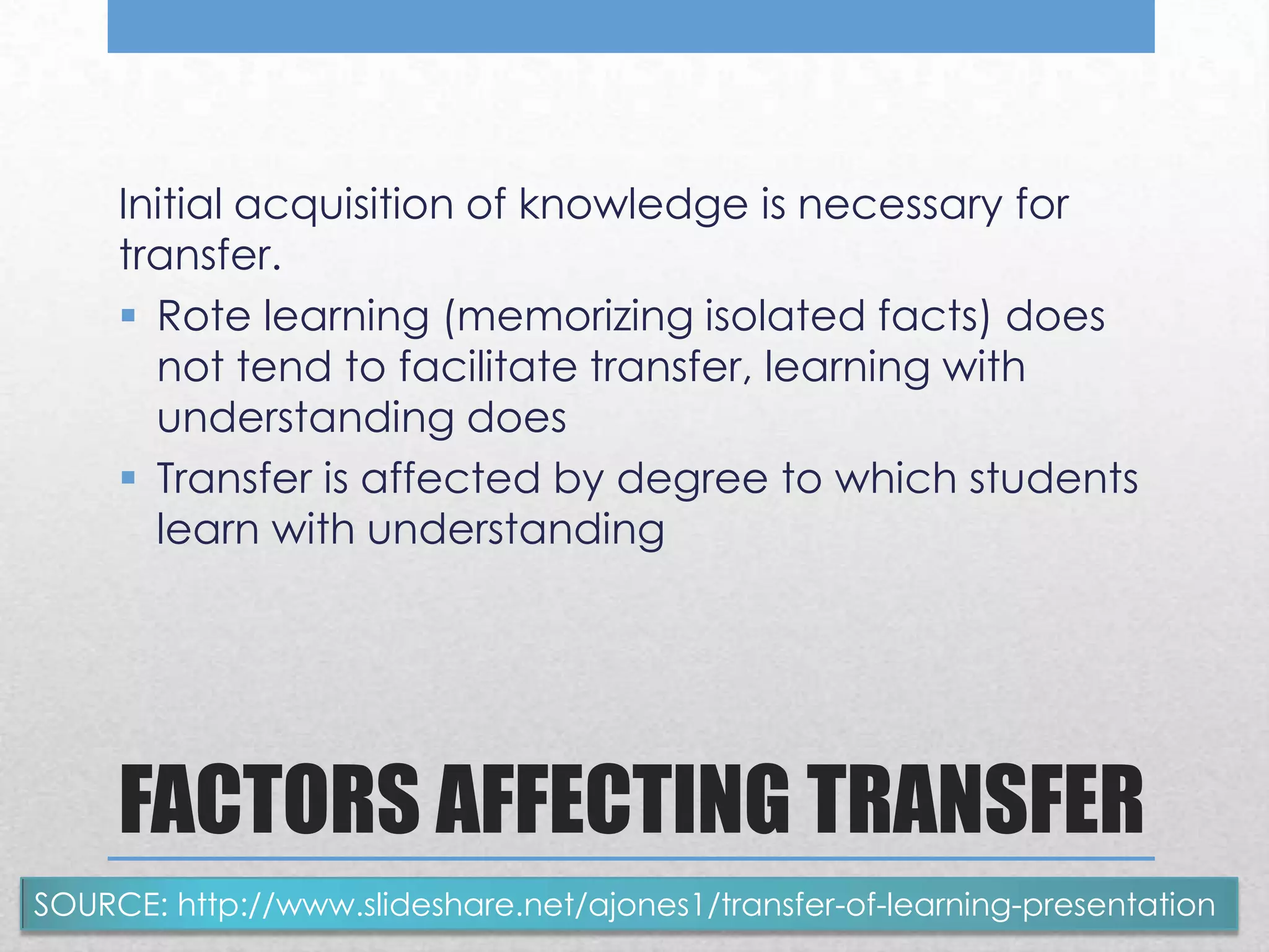 Transfer of Learning | PPTX