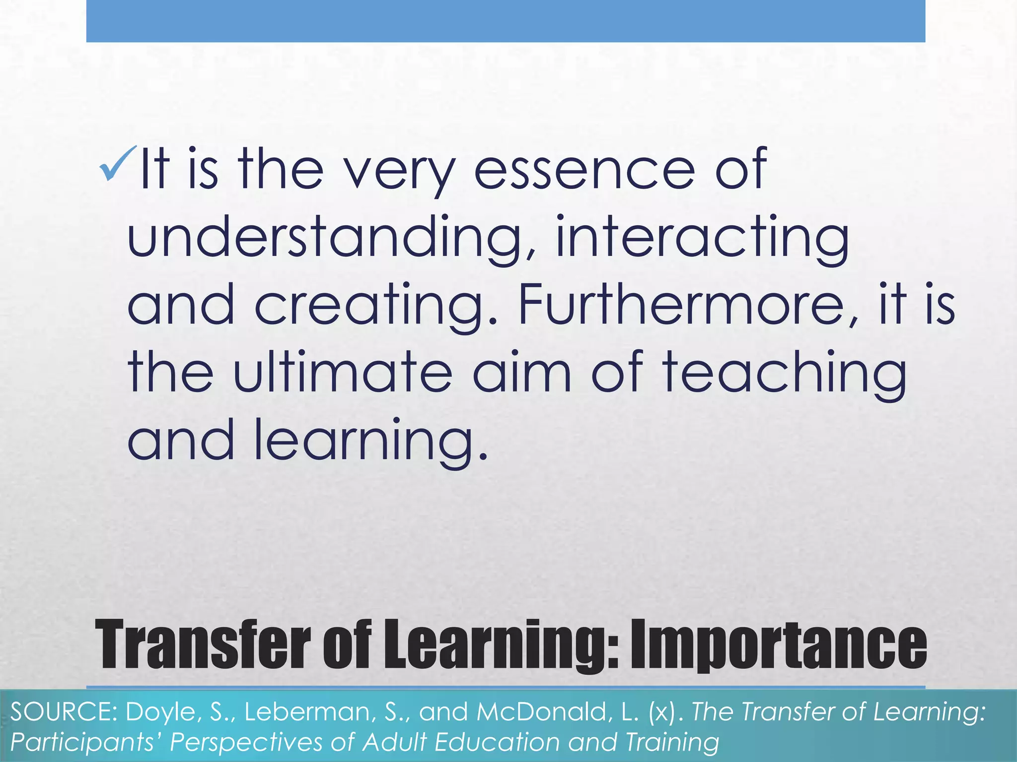 Transfer of Learning | PPTX