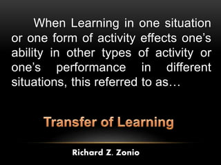Transfer of Learning | PPTX | Education