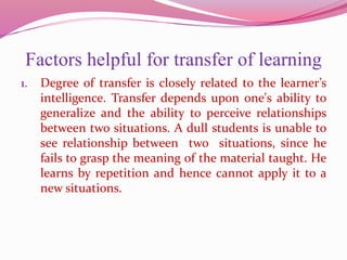 Transfer of learning | PPTX