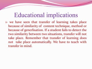 Transfer of learning | PPTX