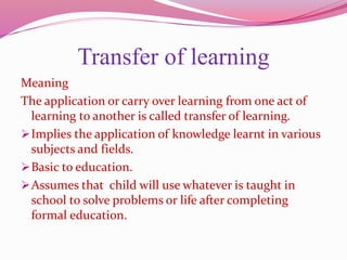 Transfer of learning | PPTX