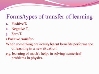 Transfer of learning | PPTX