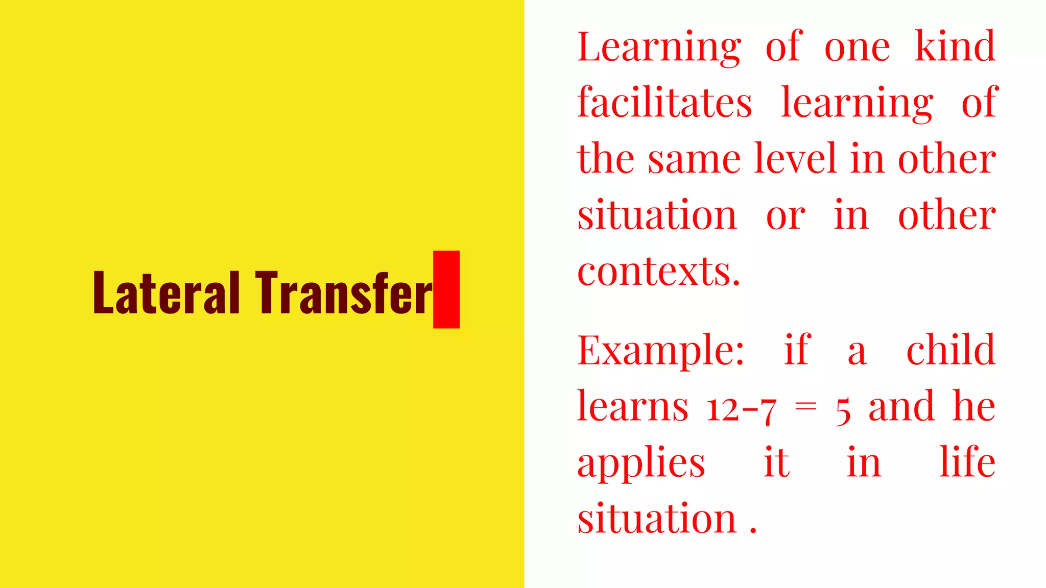 Transfer of learning - – types of transfer – teaching for positive ...