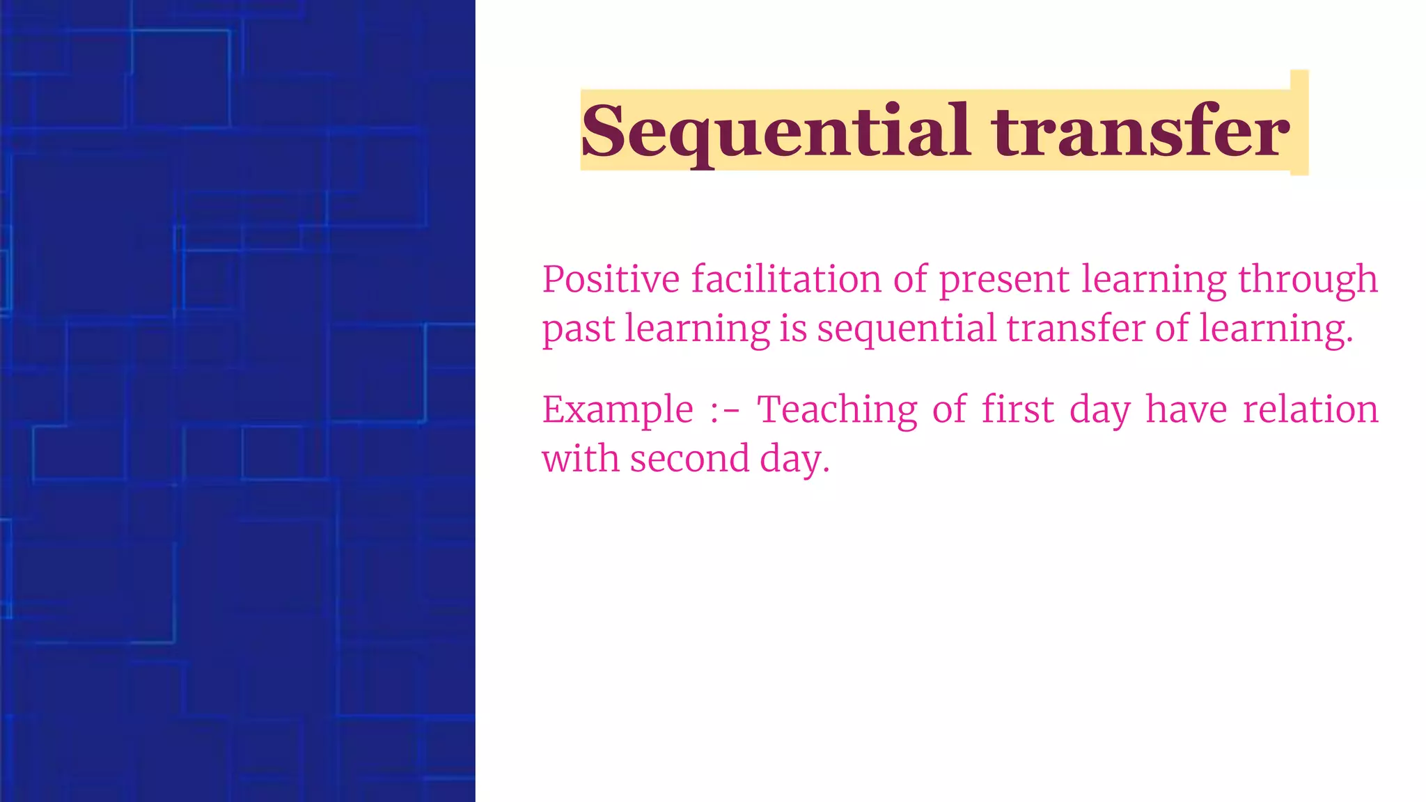 Transfer of learning - – types of transfer – teaching for positive ...