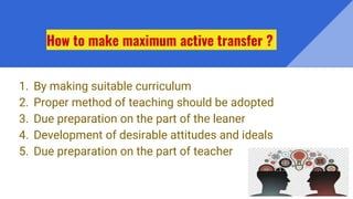 Transfer of learning - – types of transfer – teaching for positive ...