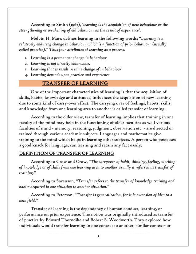 transfer of learning CC3.pdf | Drawing and Sketching | Arts and Crafts