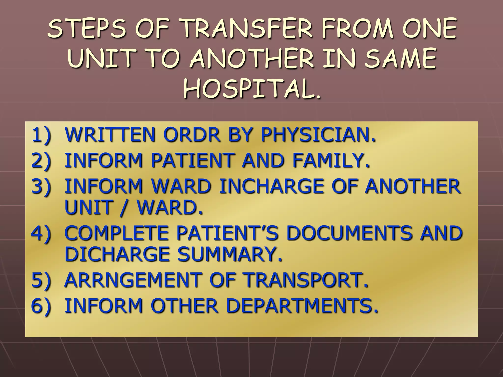 Transfer of patient | PPSX