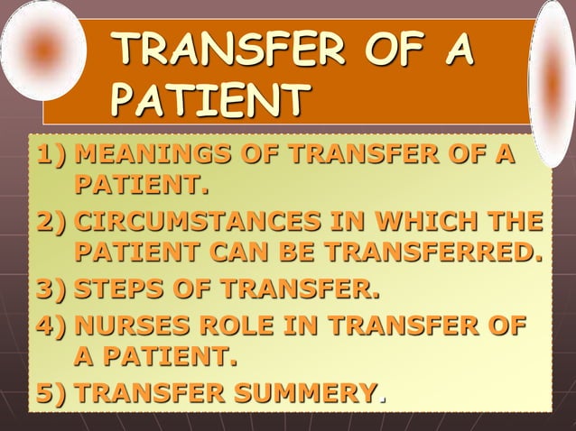 Transfer of patient | PPSX