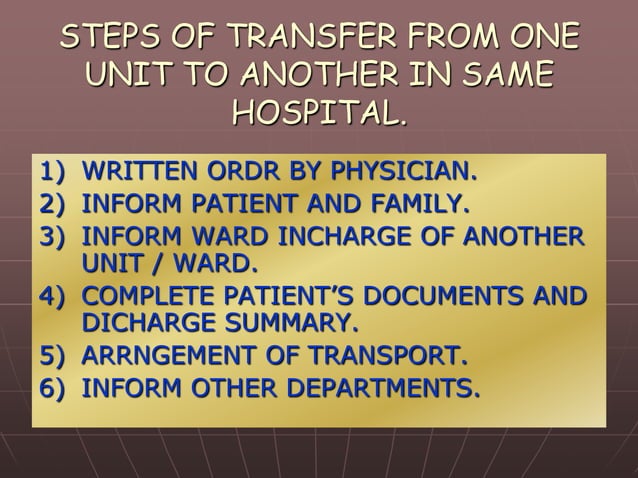 Transfer of patient | PPSX
