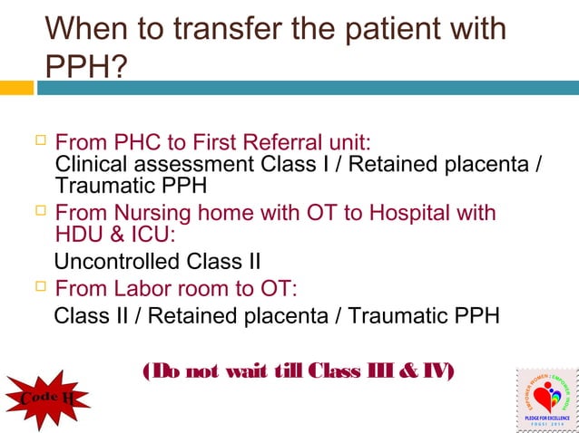 Transfer of patient with pph | PPT