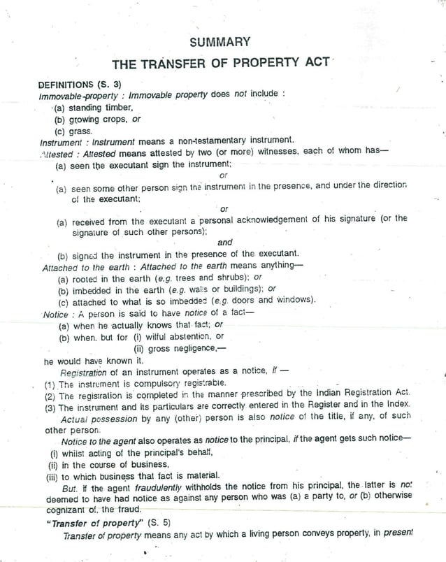 Transfer of property act short notes llb | PDF