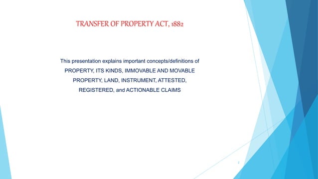 Transfer of property act, 1882 | PPTX