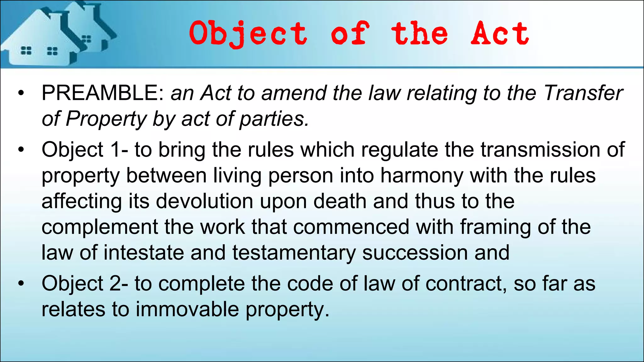 Transfer of property act definitions | PDF