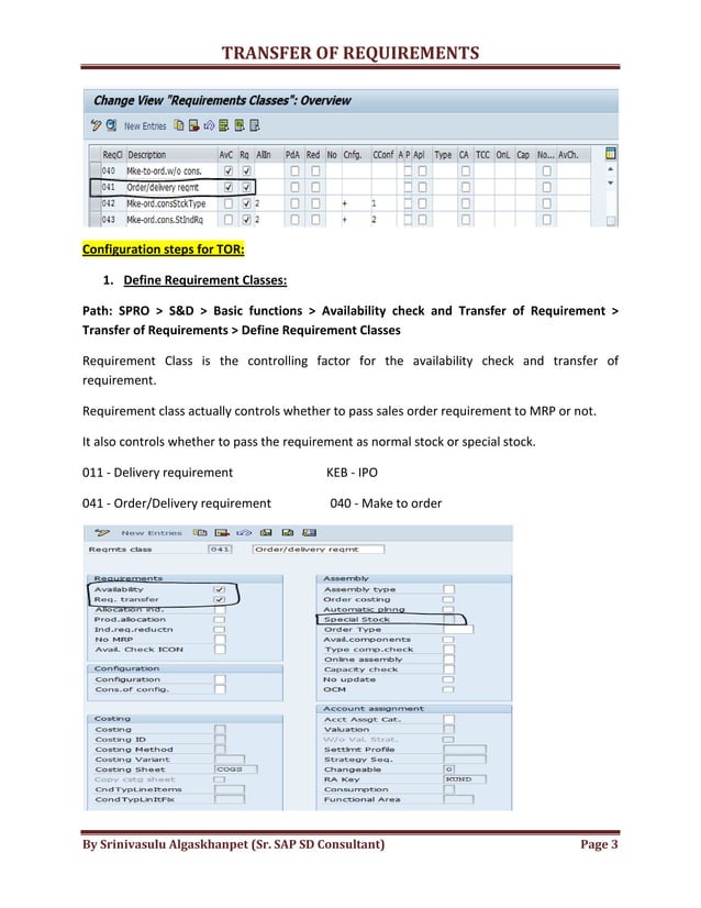 Transfer of requirements in SAP SD | PDF