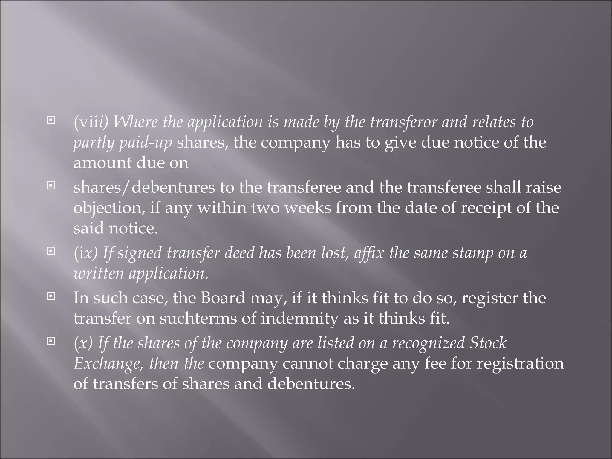 Transfer of shares revn | PPT