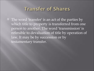 Transfer of shares revn | PPT