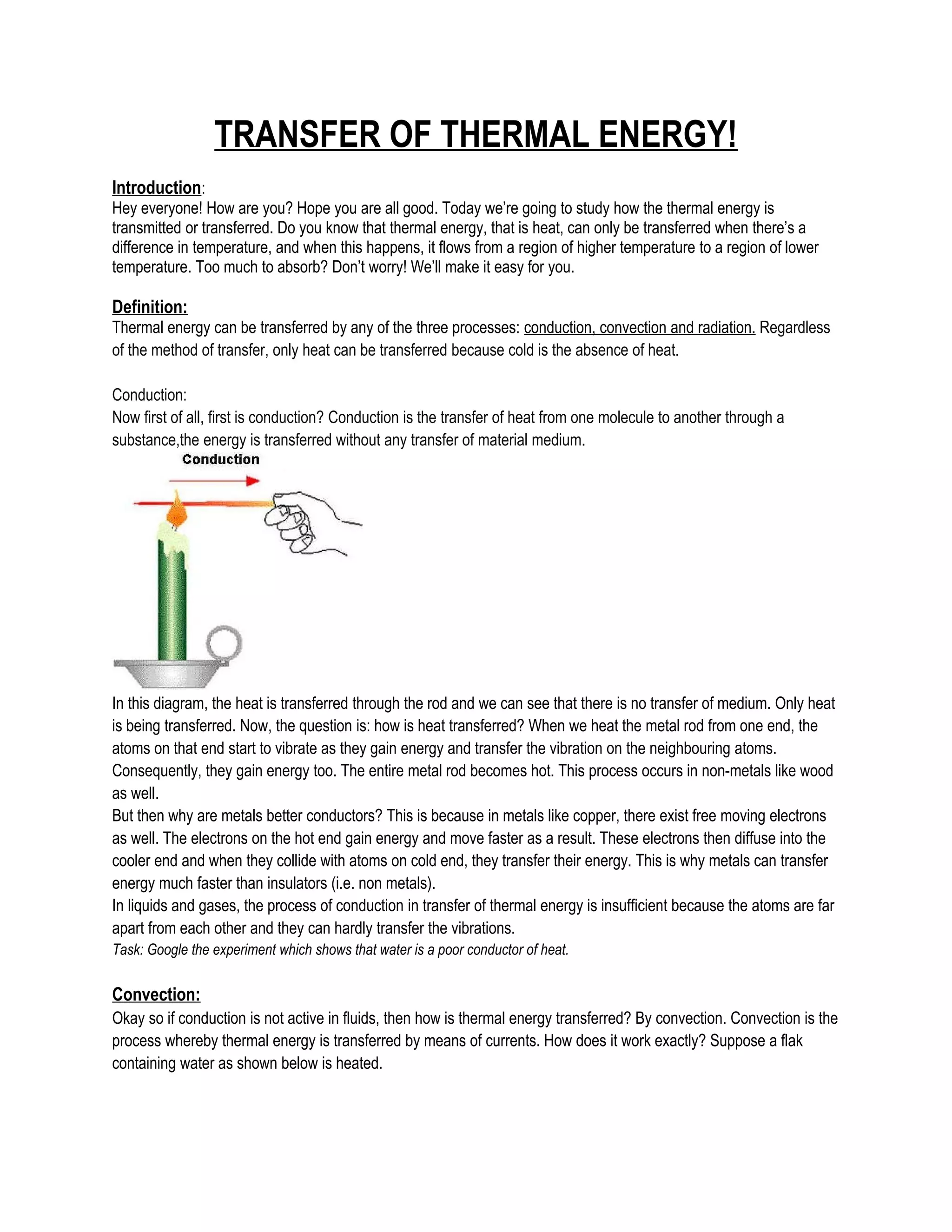 Transfer of thermal energy | PDF