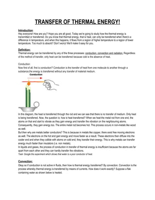 Transfer of thermal energy | PDF