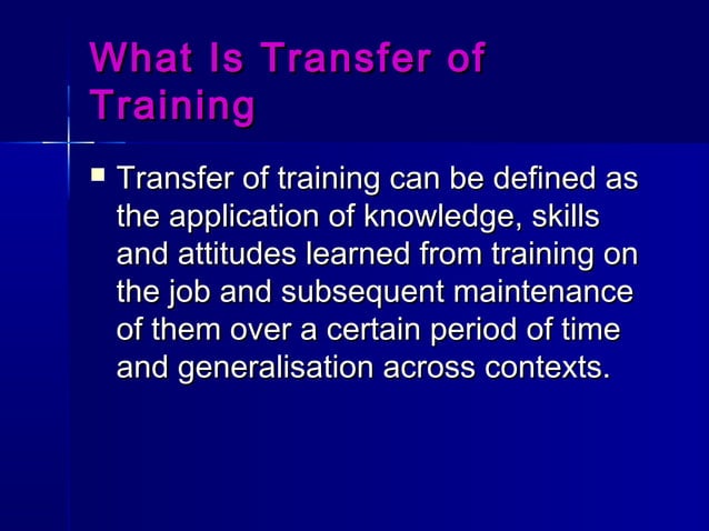 Transfer of training | PPT