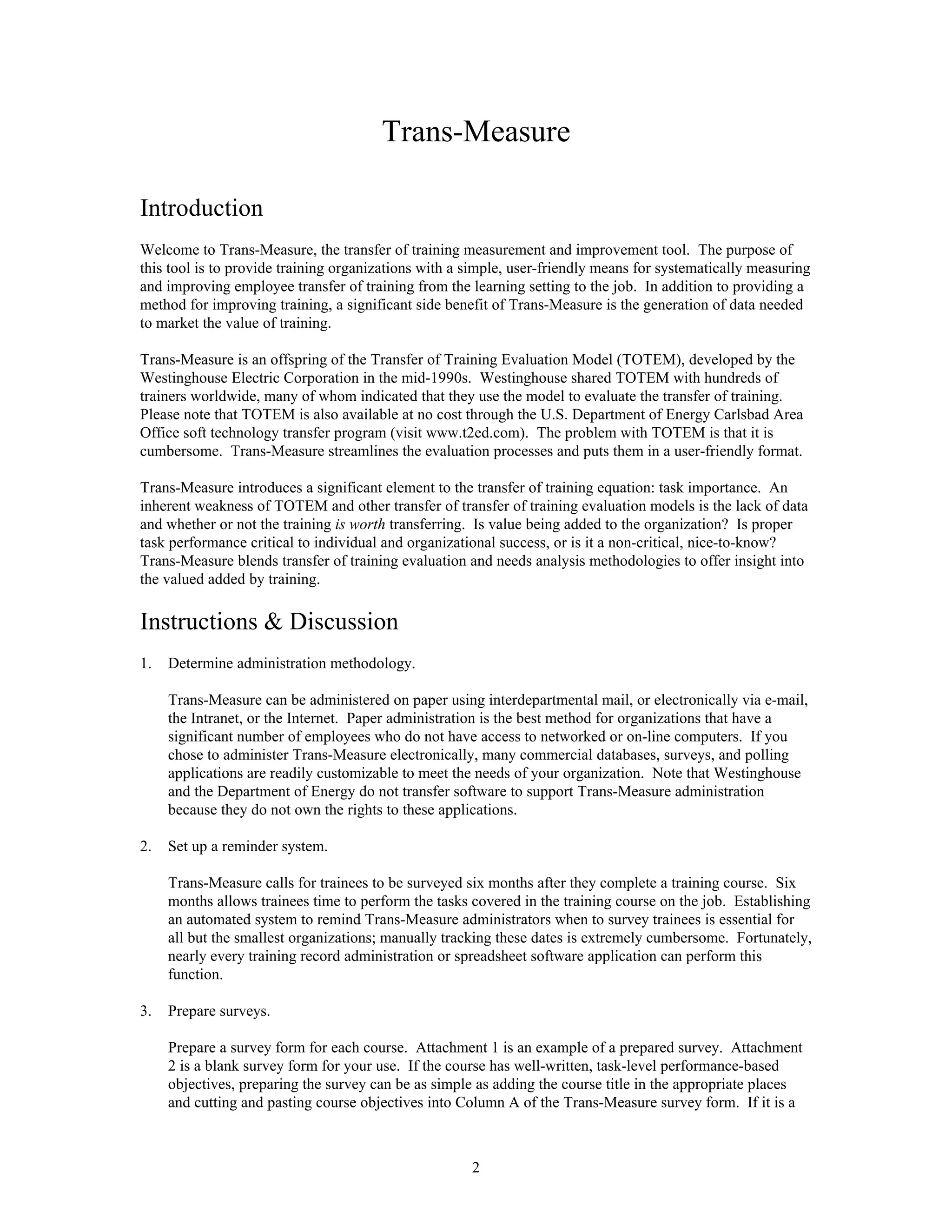Trans-Measure: Tool for measuring training transfer effectiveness | PDF