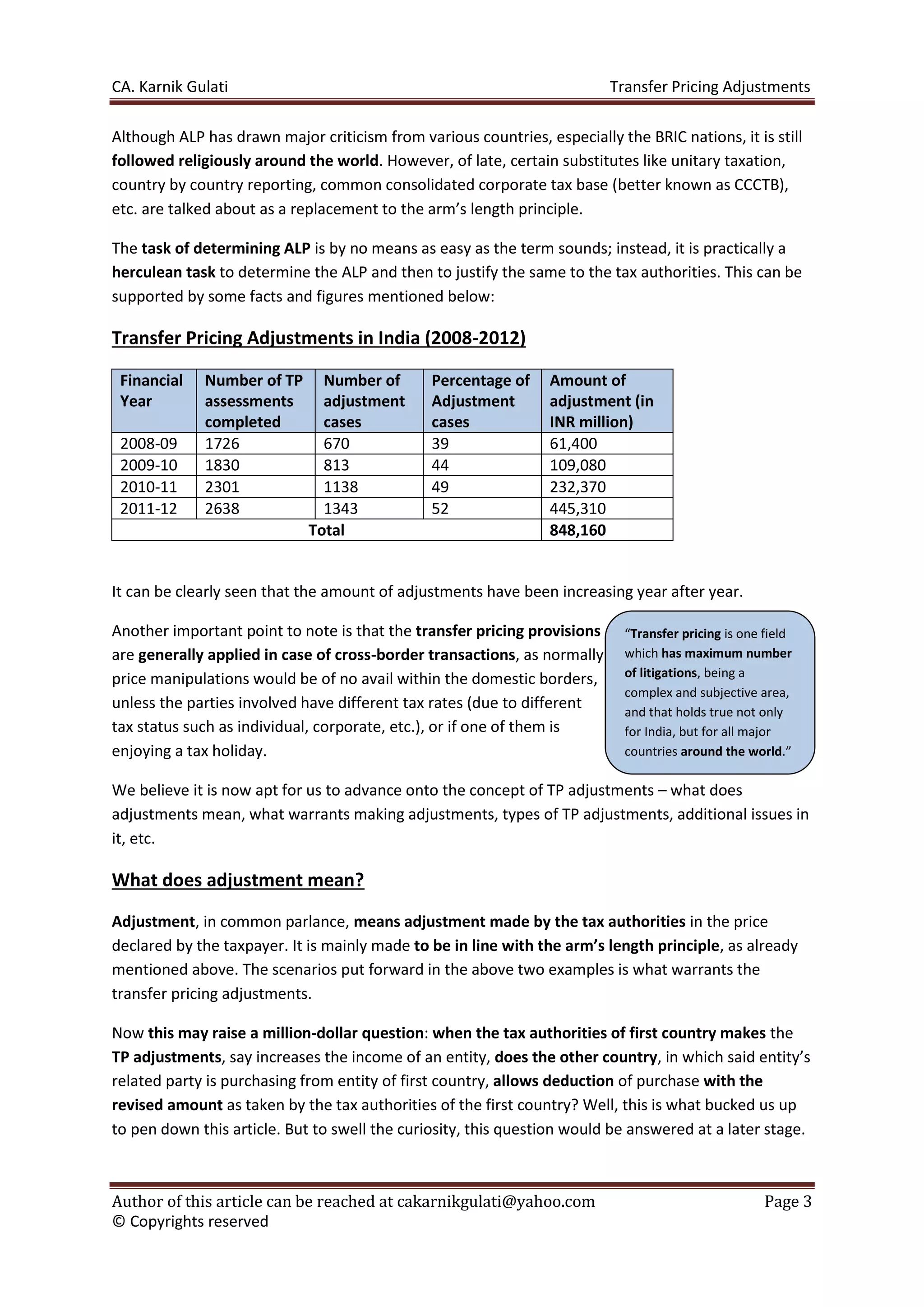 Transfer pricing adjustments | PDF