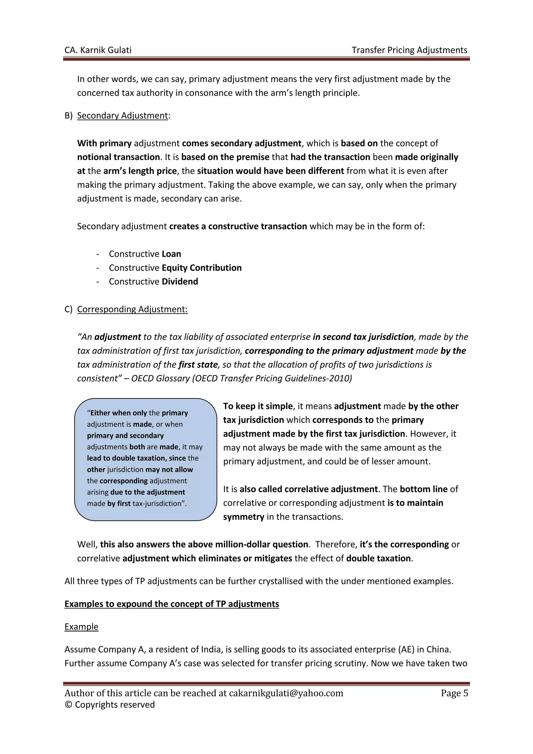 Transfer pricing adjustments | PDF