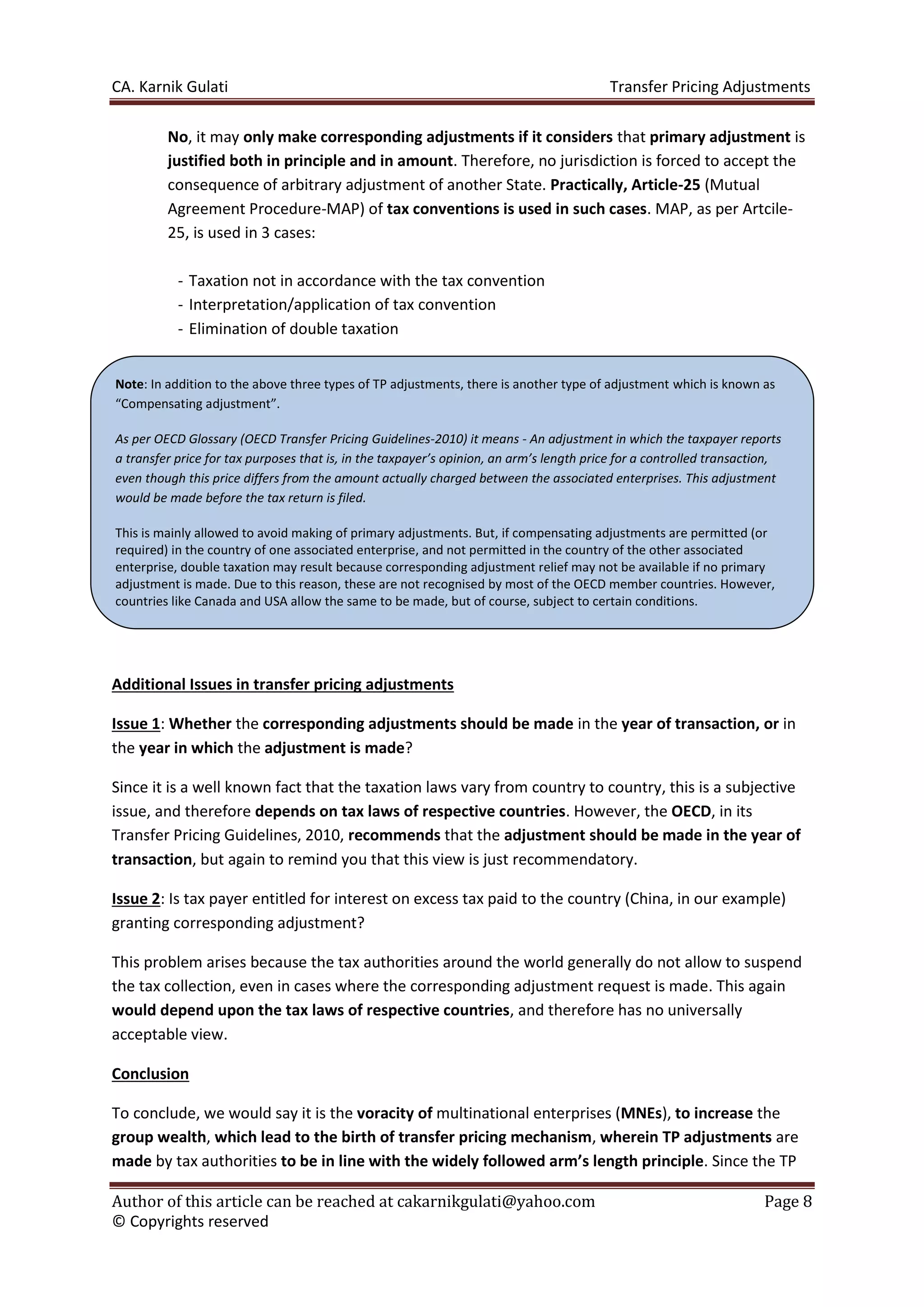 Transfer pricing adjustments | PDF