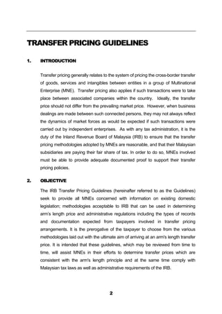 Transfer Pricing Guidelines Malaysia | PDF