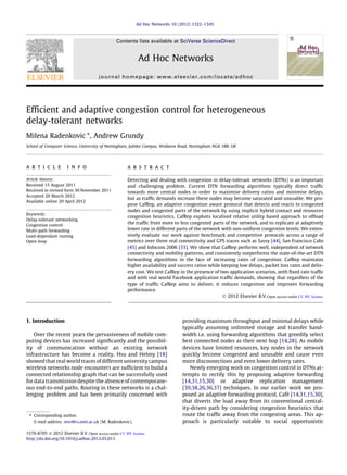 Transfer reliability and congestion control strategies in opportunistic networks a survey | PDF