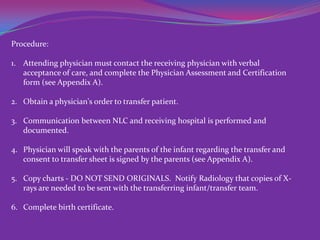 Transferring infants to another facility | PPTX