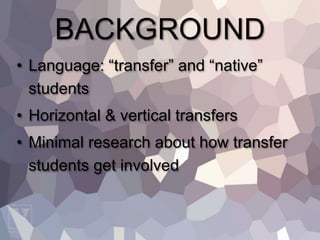 Transfer Student Involvement | PPT