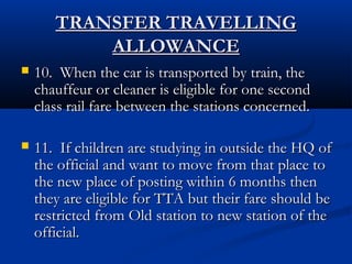 Transfer travelling allowance | PPT