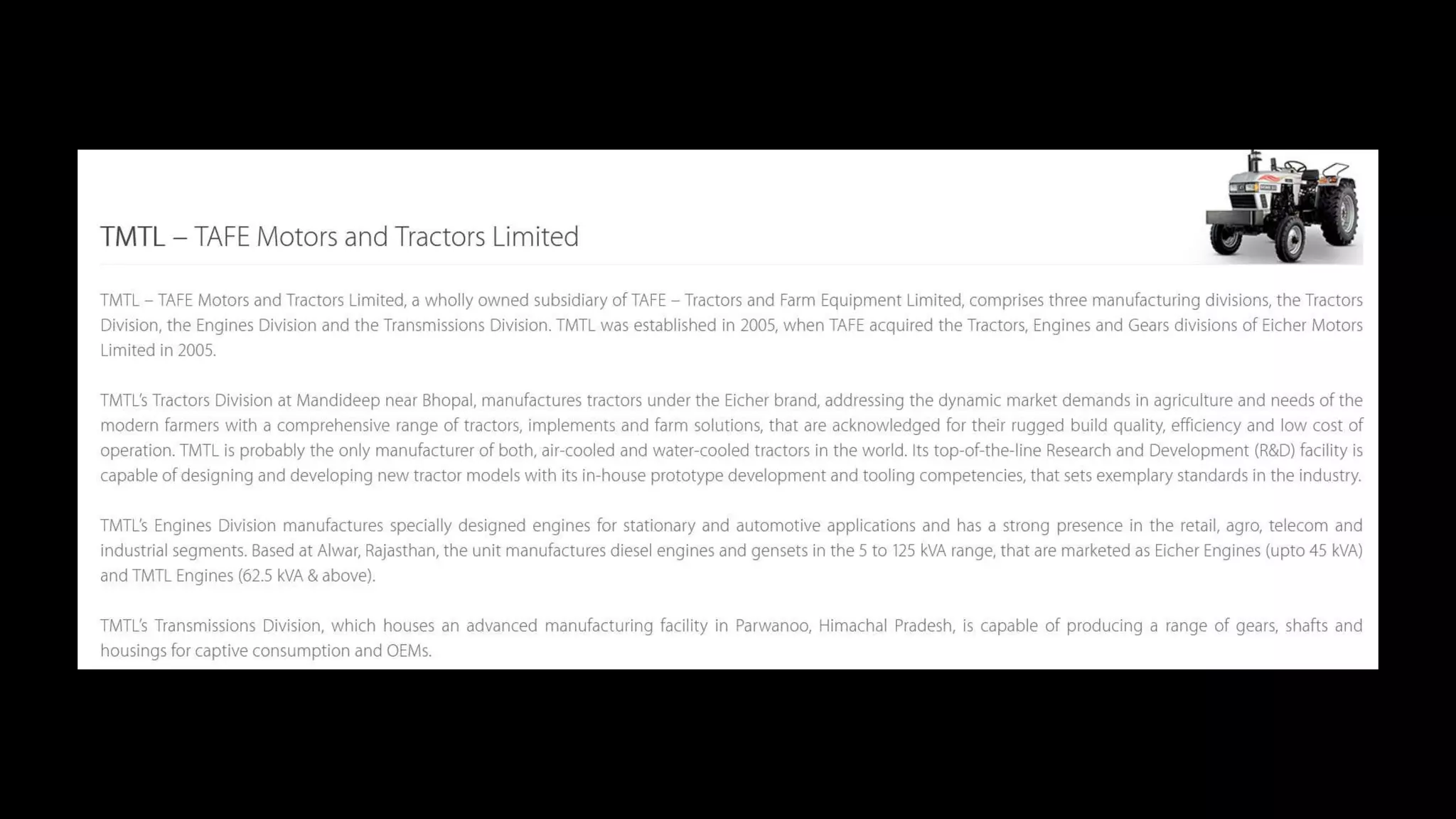 TAFE TMTL BLR | PPT