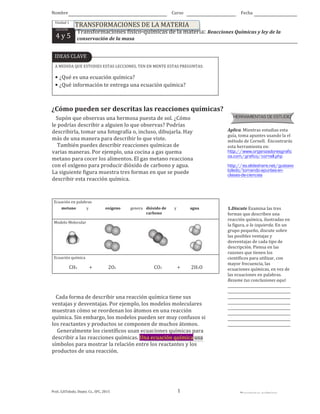 Transformaciones de la materia:reacciones químicas y ley de la ...