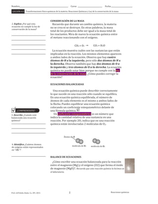 Transformaciones de la materia:reacciones químicas y ley de la ...