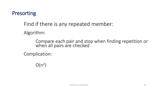 Advanced Algorithms: Transform and conquer | PPTX | Programming ...