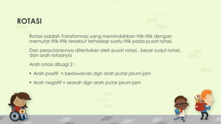 TRANSFORMASI (TRANSLASI-REFLEKSI-ROTASI-DILATASI) | PPTX