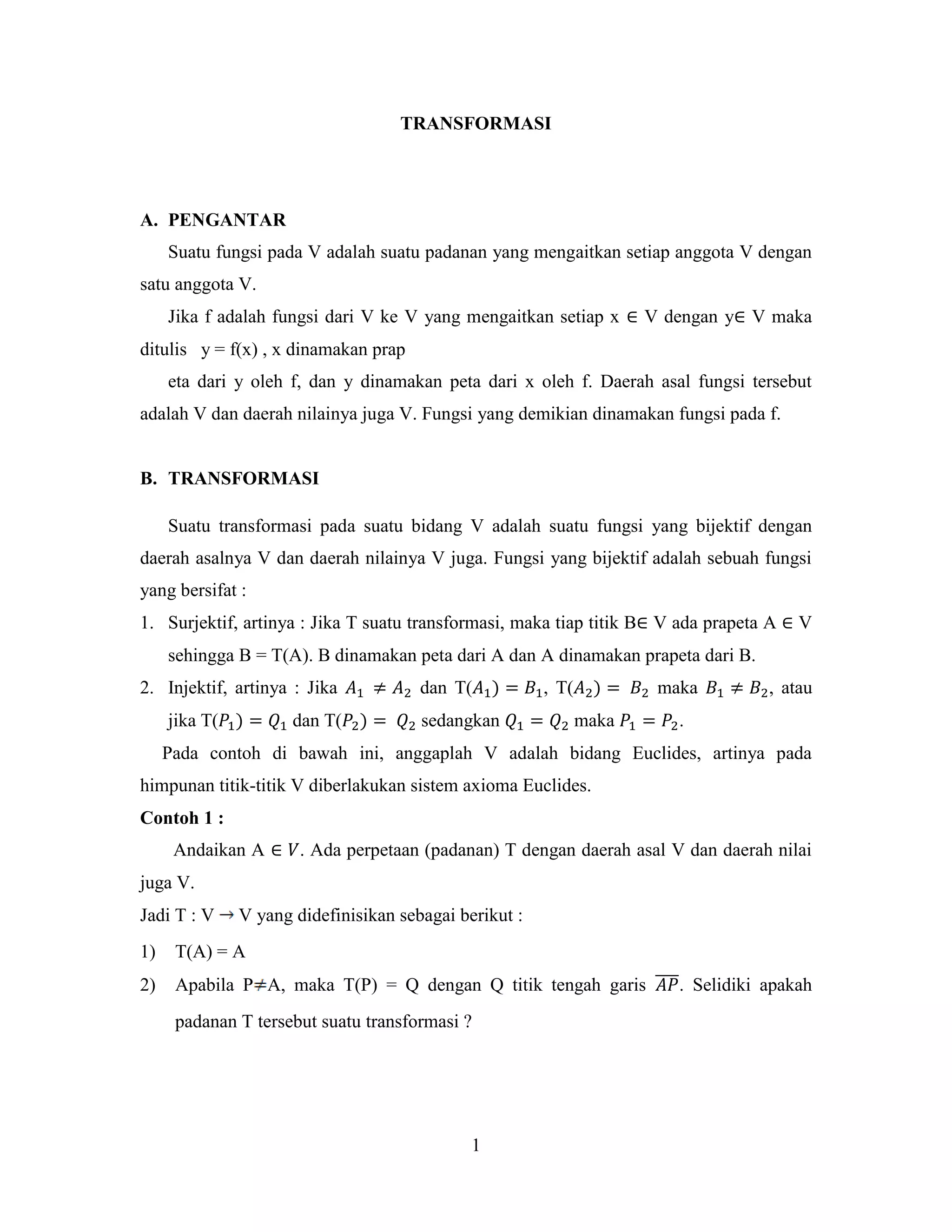 BAB 1 Transformasi | PDF