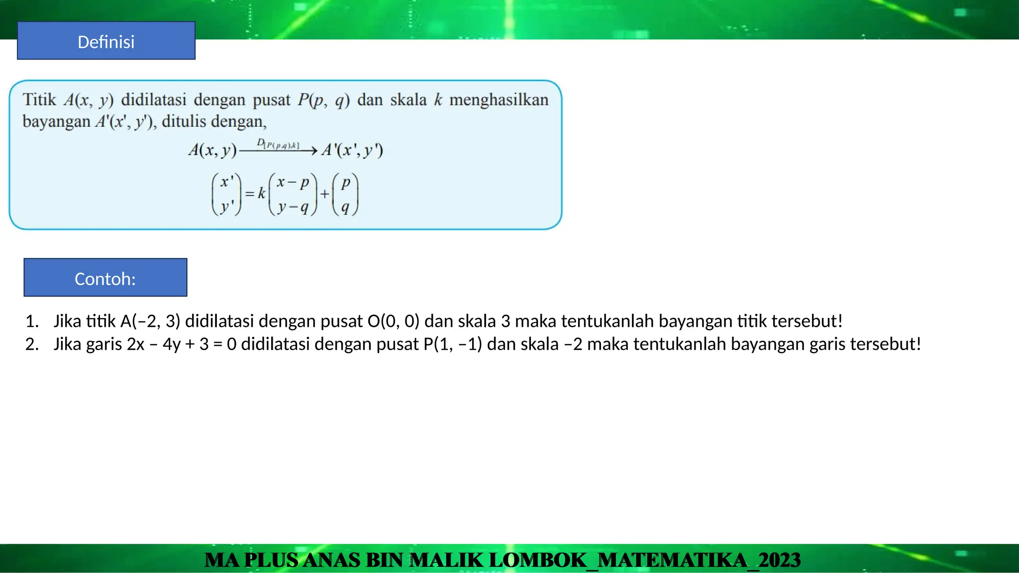 MATEMATIKA KELAS XI SEMESTER II TRANSFORMASI..pptx