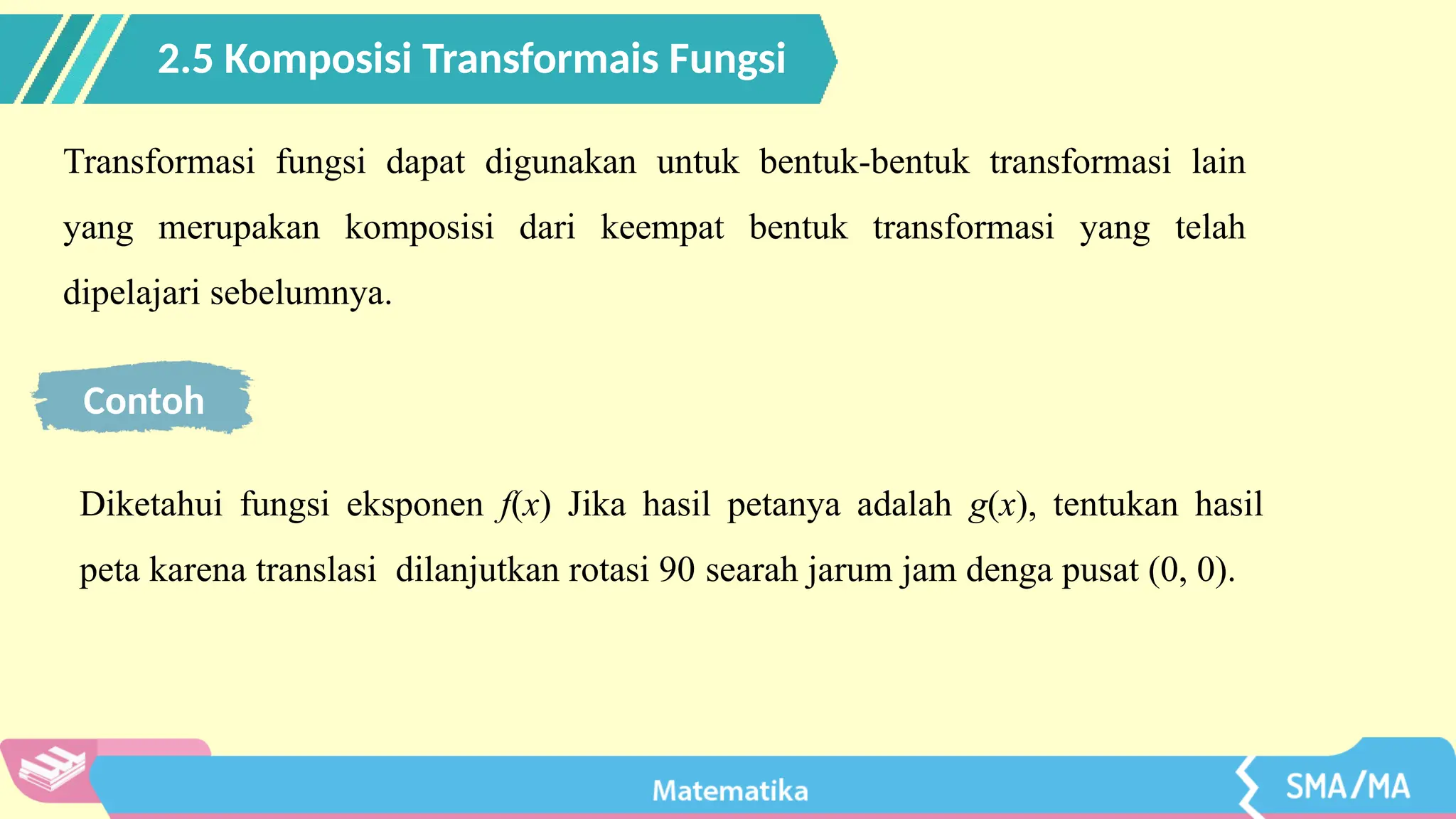 Transformasi fungsi merupakan salah satu materi pelajaran matematika | PPTX
